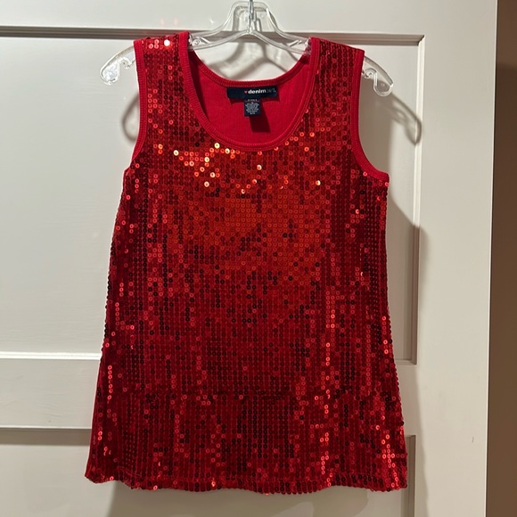 Denim 24/7 | Tops | Red Sequin Tank Top | Poshmark